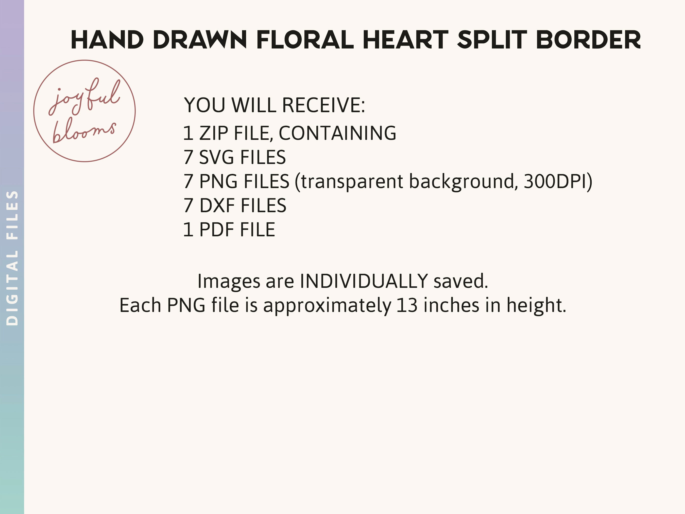 Boho Flowers Split Border SVG, Floral Frames PNG DXF, Heart Shape Line ...