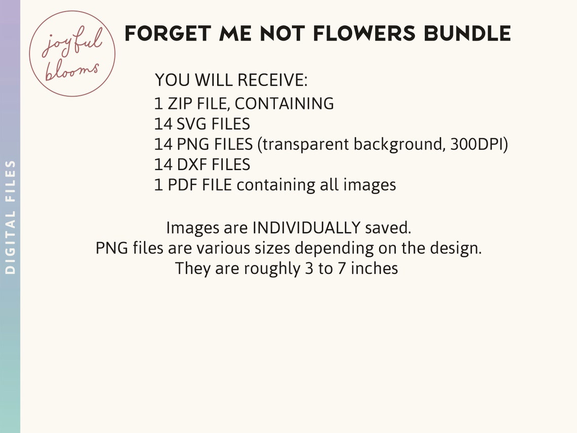 Hand Drawn Forget Me Not Flowers Bundle SVG PNG DXF Boho Floral ...