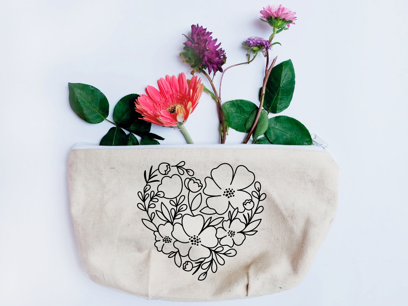 Beautiful Hand-drawn Floral Heart Cut Files Boho Flower Heart Line Art ...