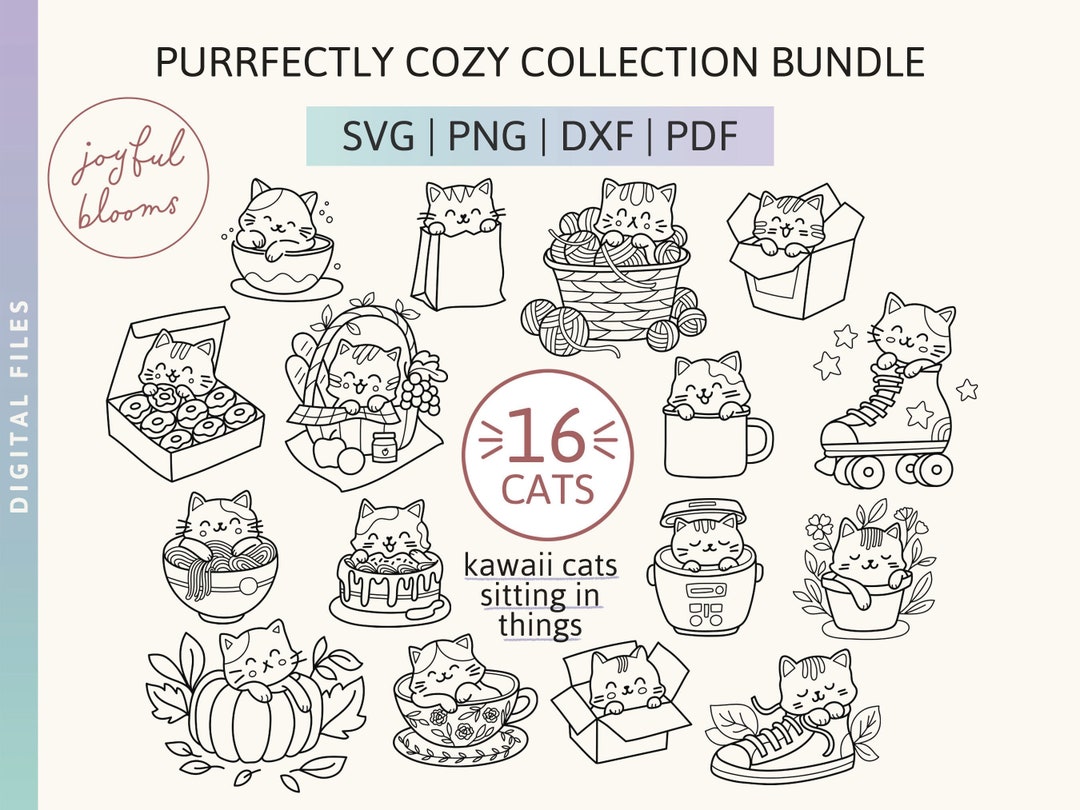 Purrfectly Cozy Bundle SVG PNG DXF Cut Files Cricut Silhouette 16 ...