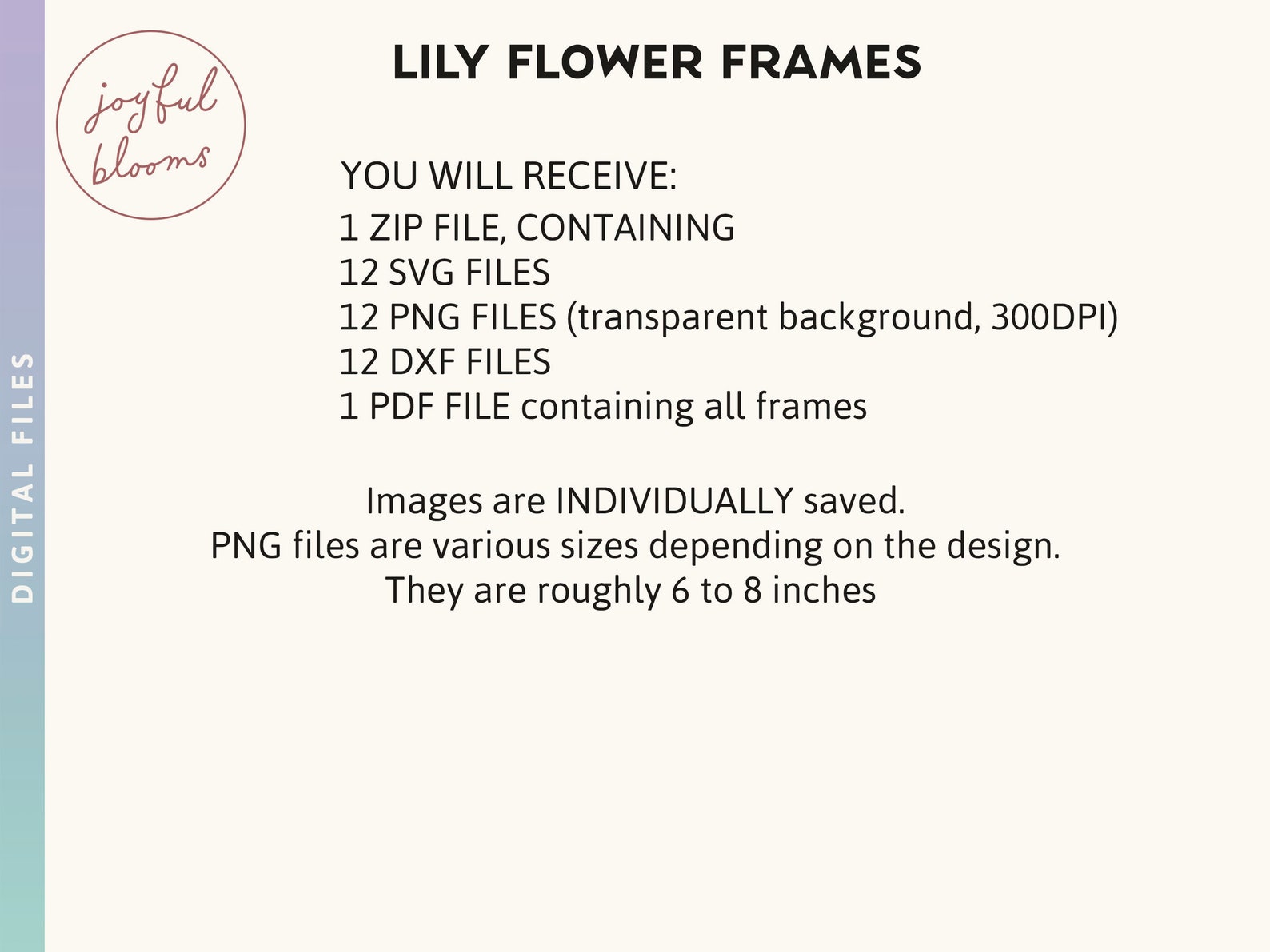 Hand Drawn Lily Flowers Frames Digital Download SVG PNG DXF Cut Files ...