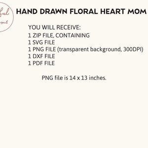 Hand Drawn Floral Heart Mom Line Art - Boho Flowers SVG PNG DXF ...