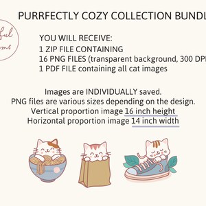 Purrfectly Cozy Kawaii Cats Illustration Bundle - 16 Hand Drawn Clipart ...