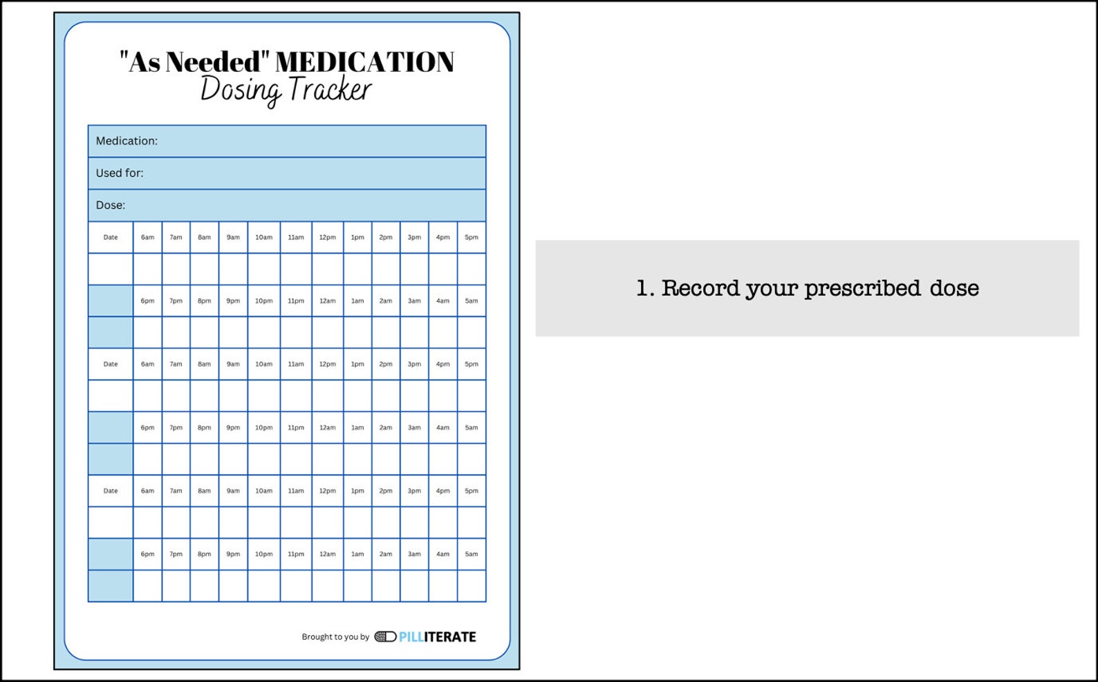 As Needed Medication Dosing Tracker Keep Track of Your Doses, Avoid ...