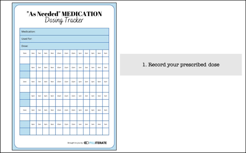 As Needed Medication Dosing Tracker Keep Track of Your Doses, Avoid ...
