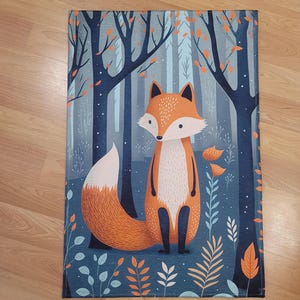 Woodland Fox Area Rug, Nursery Carpet, Mat for Kids Room - Etsy