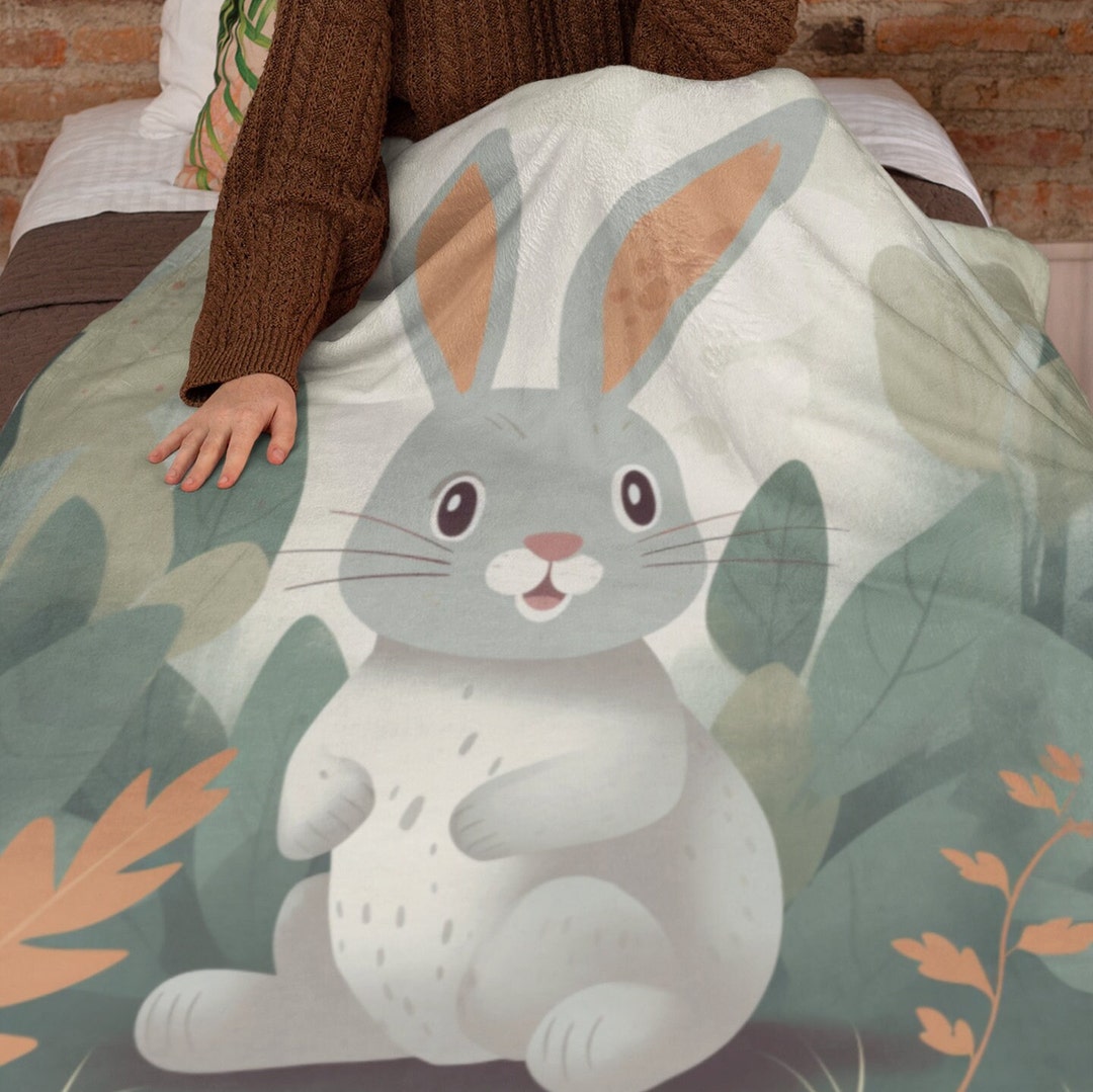 Woodland Bunny Blanket, Baby Shower Gift, Velveteen Plush Blanket ...