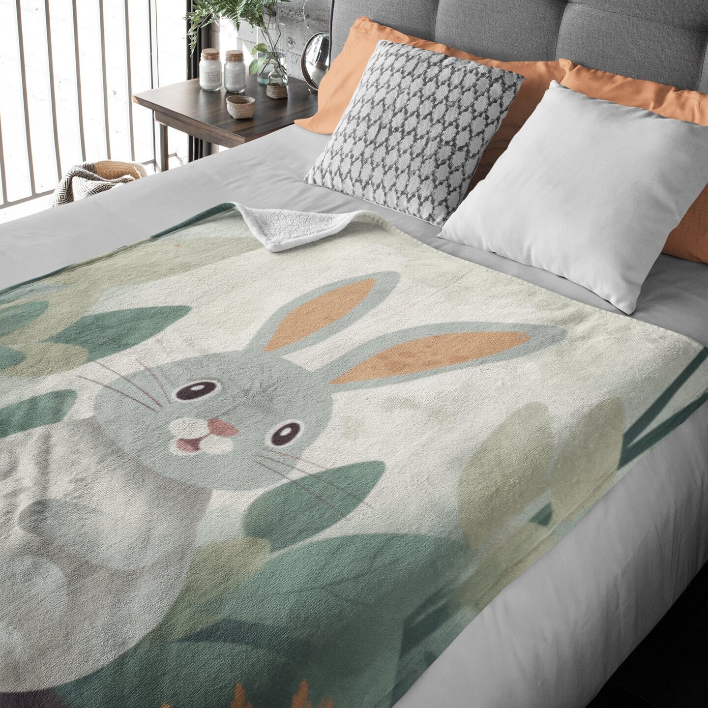 Woodland Bunny Blanket, Baby Shower Gift, Velveteen Plush Blanket ...