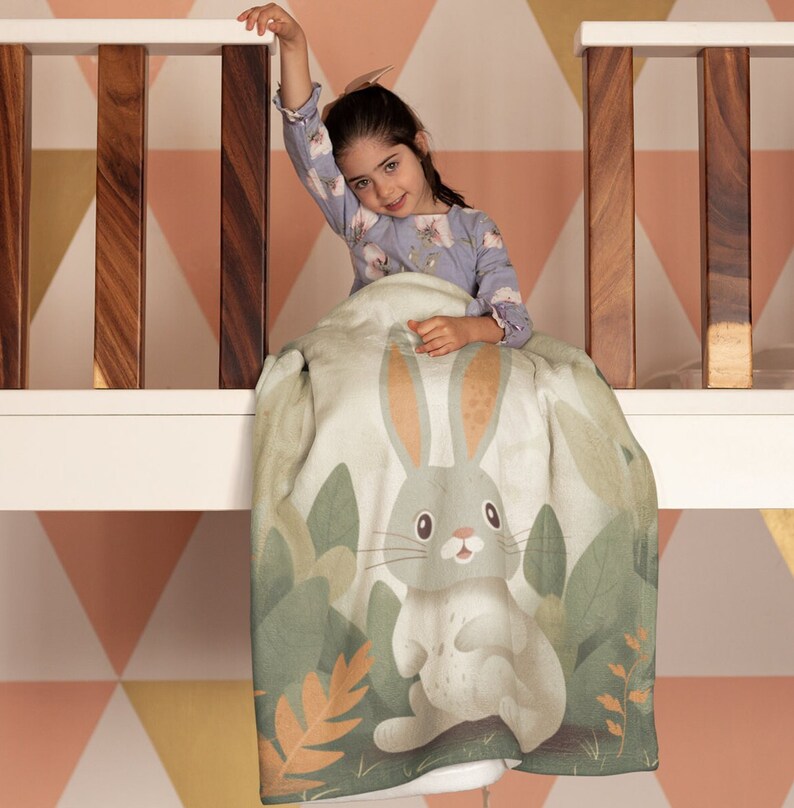 Woodland Bunny Blanket, Baby Shower Gift, Velveteen Plush Blanket ...