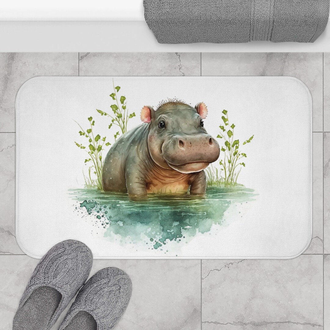 Hippo Bath Mat, Hippopotamus Bathroom Shower Rug - Etsy