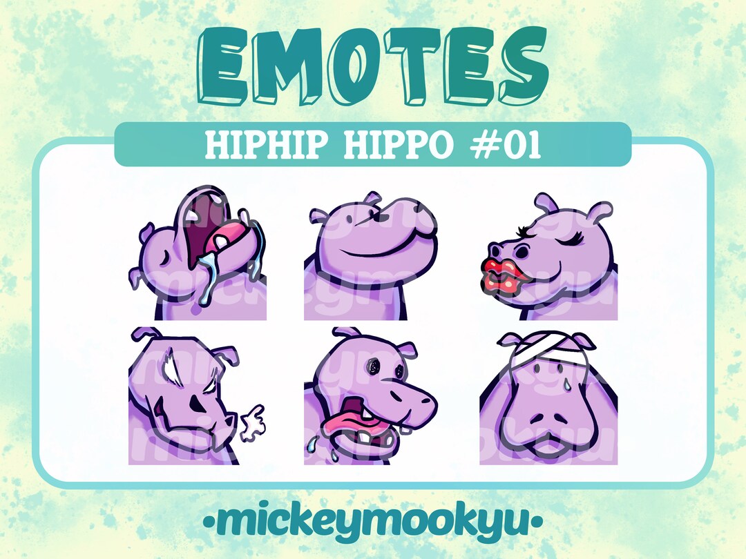 Hiphip Hippo #01 | Cute Emotes for Twitch, Discord, Youtube - Etsy