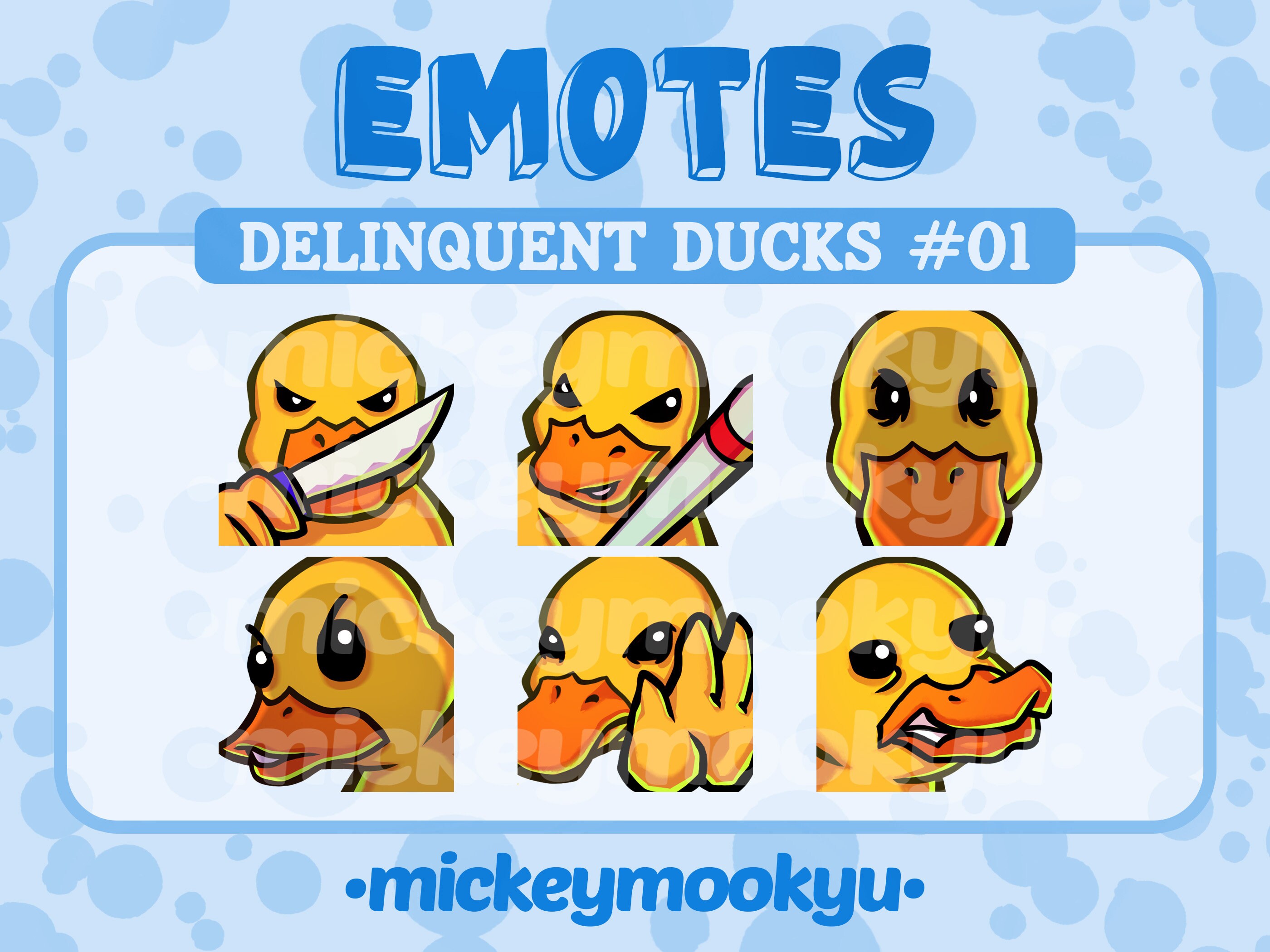 Delinquent Ducks #01 | Cute Emotes for Twitch, Discord, Youtube - Etsy