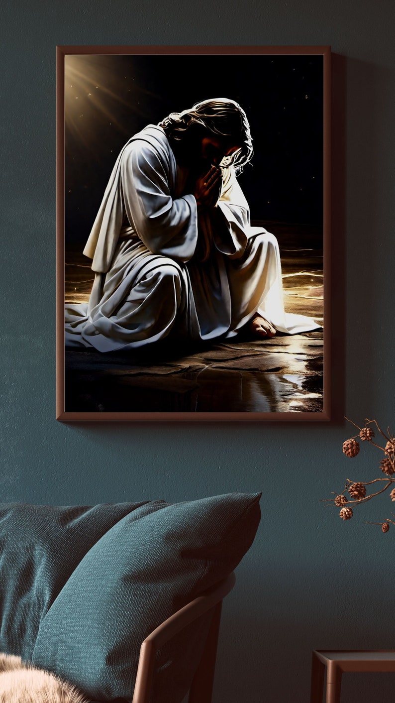 Jesus Praying Painting, Digitally Download, Jesus Praying, Jesus Artful ...