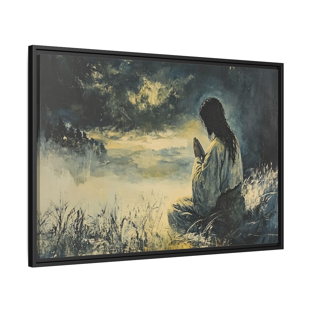 Jesus Praying in A Field Wall Art, Jesus Canvas With Frame, Jesus ...