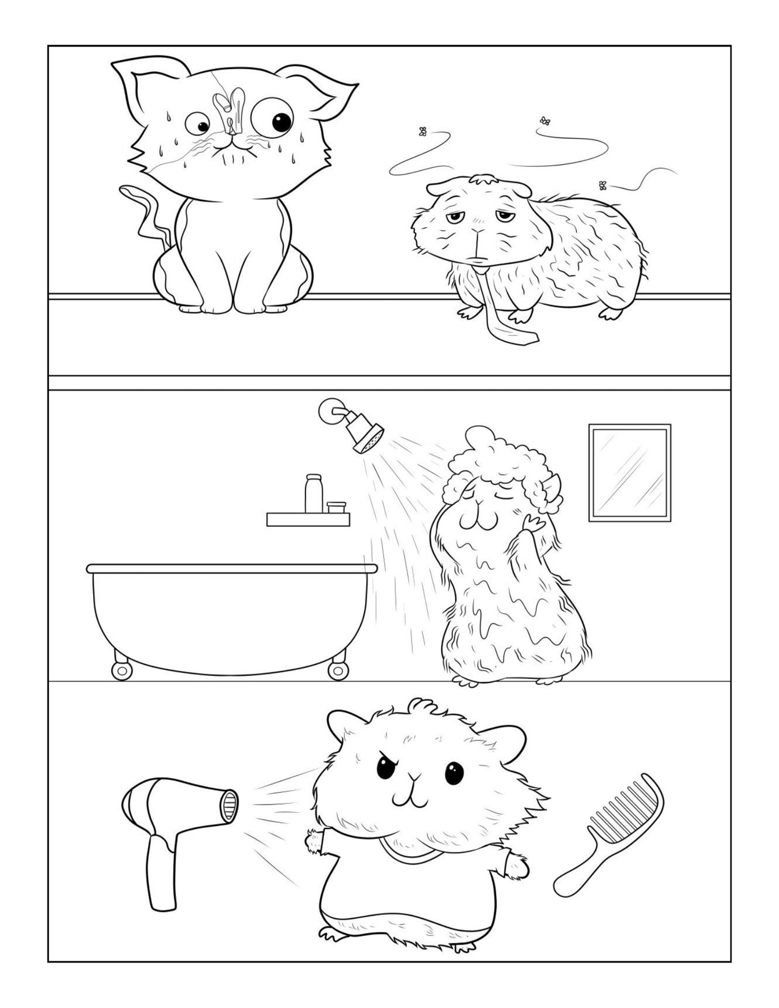 Funny Kawaii Hamster Coloring Printable Pages How to Draw Hamsters Cute ...