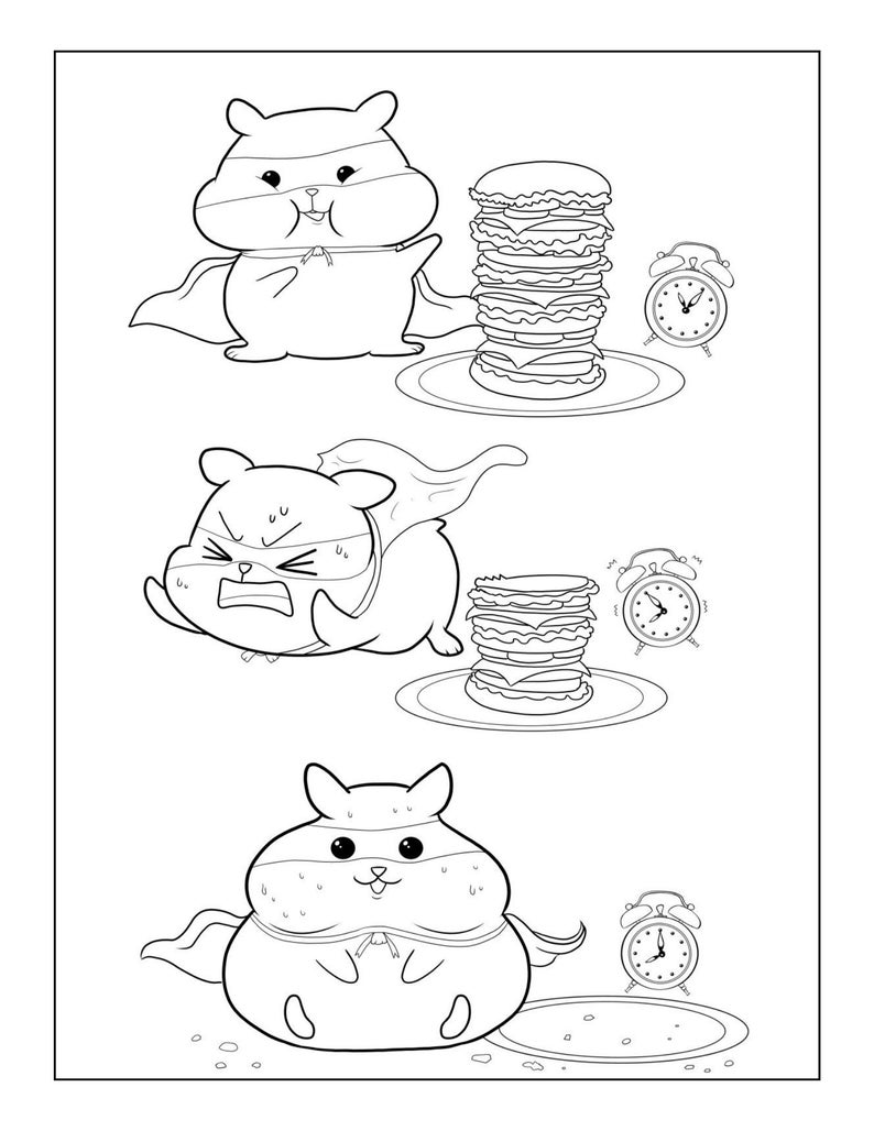 Funny Kawaii Hamster Coloring Printable Pages How to Draw Hamsters Cute ...