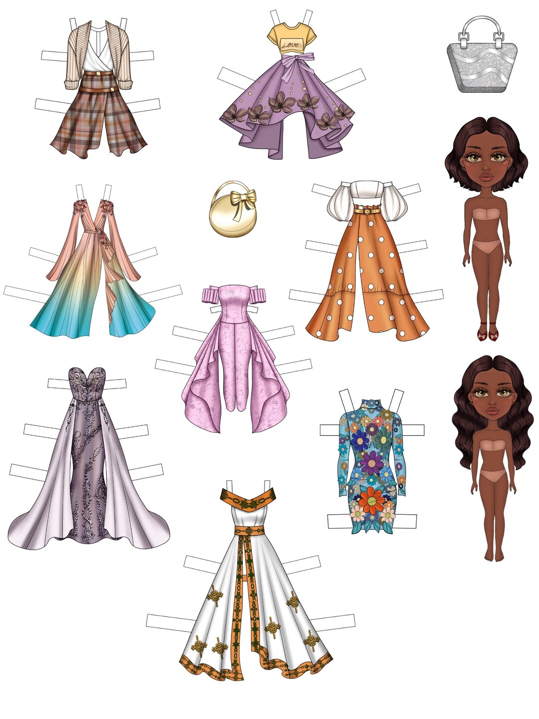 Beautiful Paperdolls Bundle Printables PNG, JPG Cutout Dolls, Paper ...