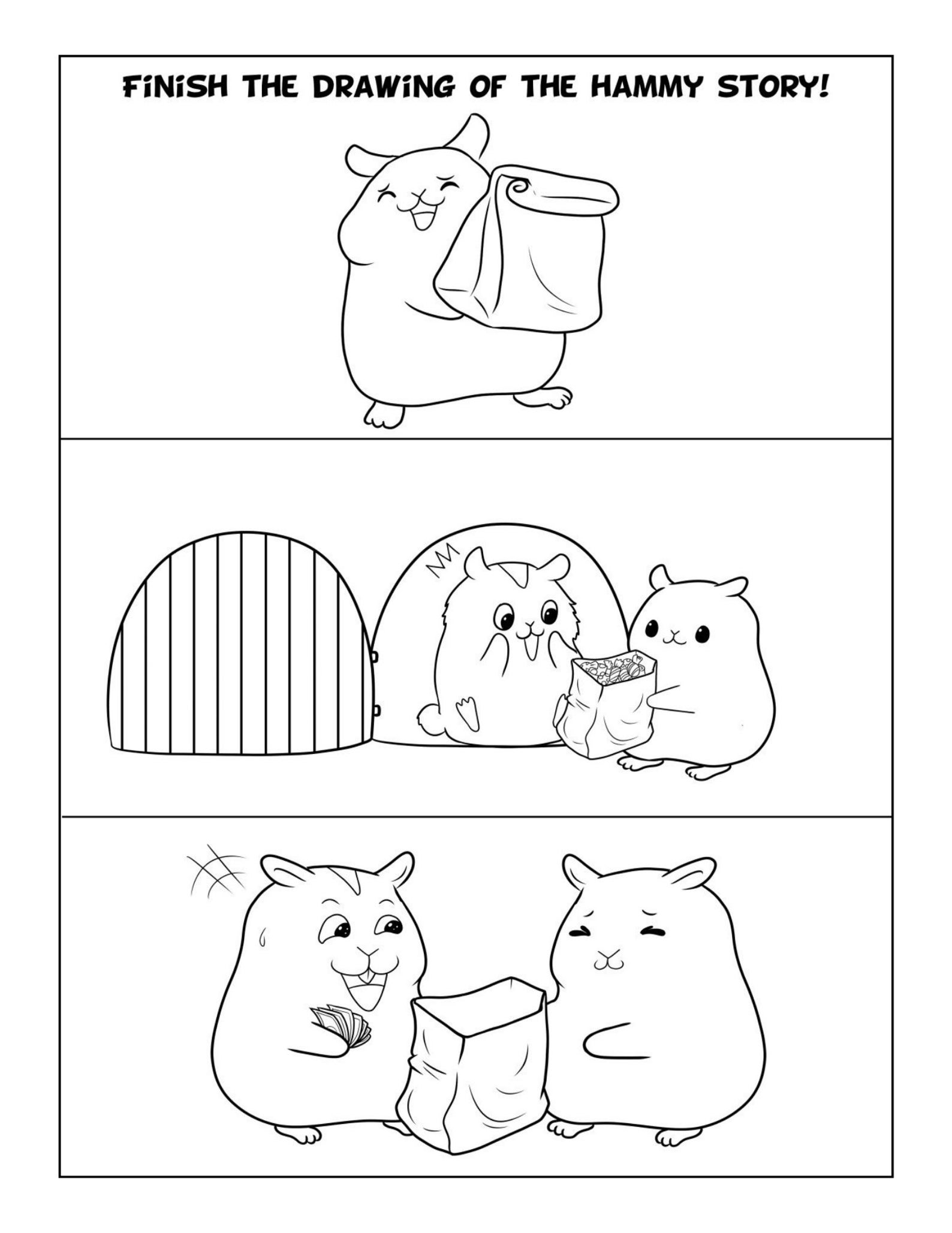 Funny Kawaii Hamster Coloring Printable Pages How to Draw Hamsters Cute ...