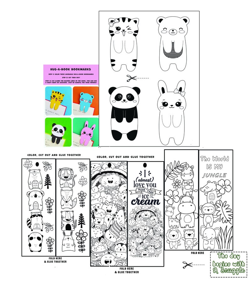 Kawaiiness Bookmark Printable Kawaii Bookmarks Birthday Girl Craft ...