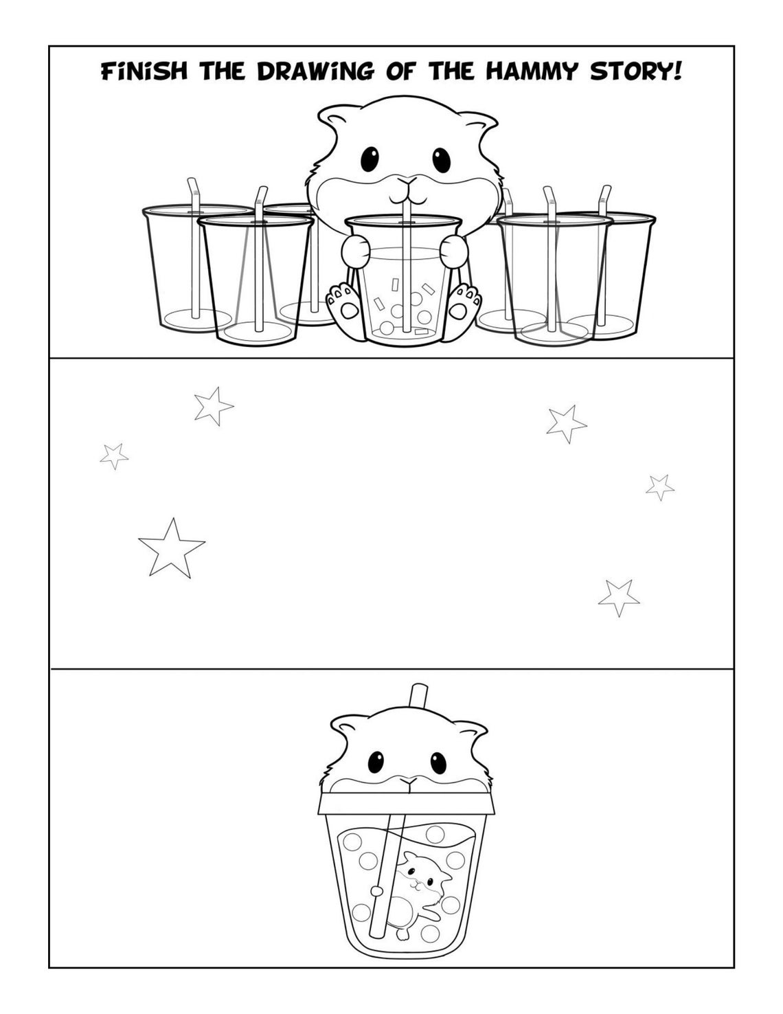 Funny Kawaii Hamster Coloring Printable Pages How to Draw Hamsters Cute ...