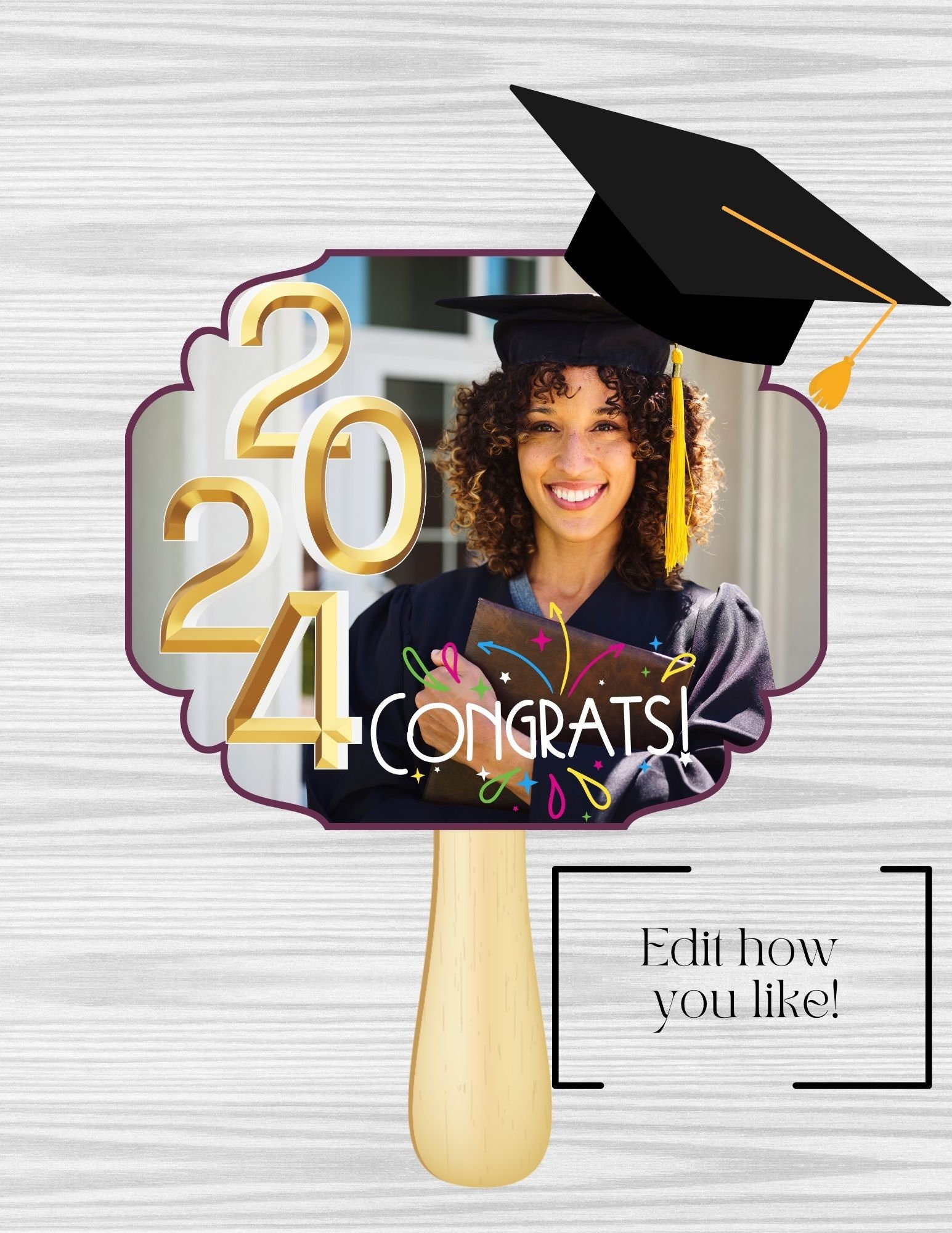 2024 Grad Fan Editable Grad Fan DIY Graduation Paddle Fan Grad Fan ...