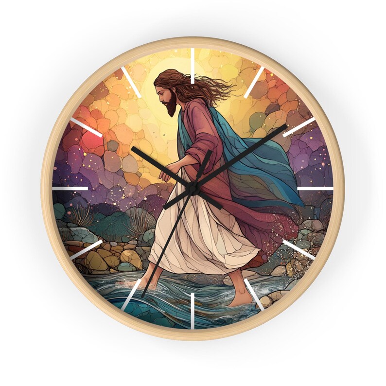 Colorful Jesus Walking on Water Wall Clock, Christian Theme Home Decor ...