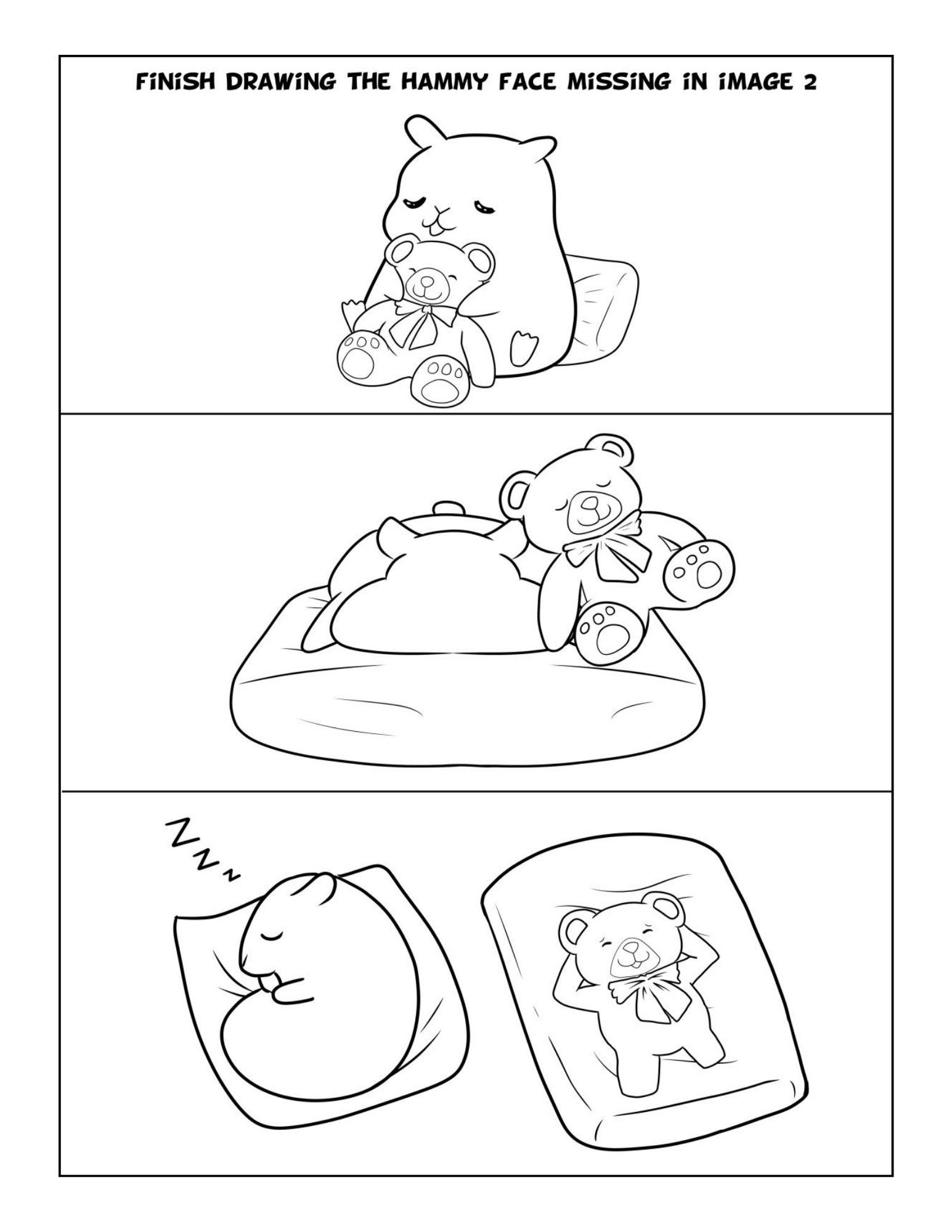 Funny Kawaii Hamster Coloring Printable Pages How to Draw Hamsters Cute ...