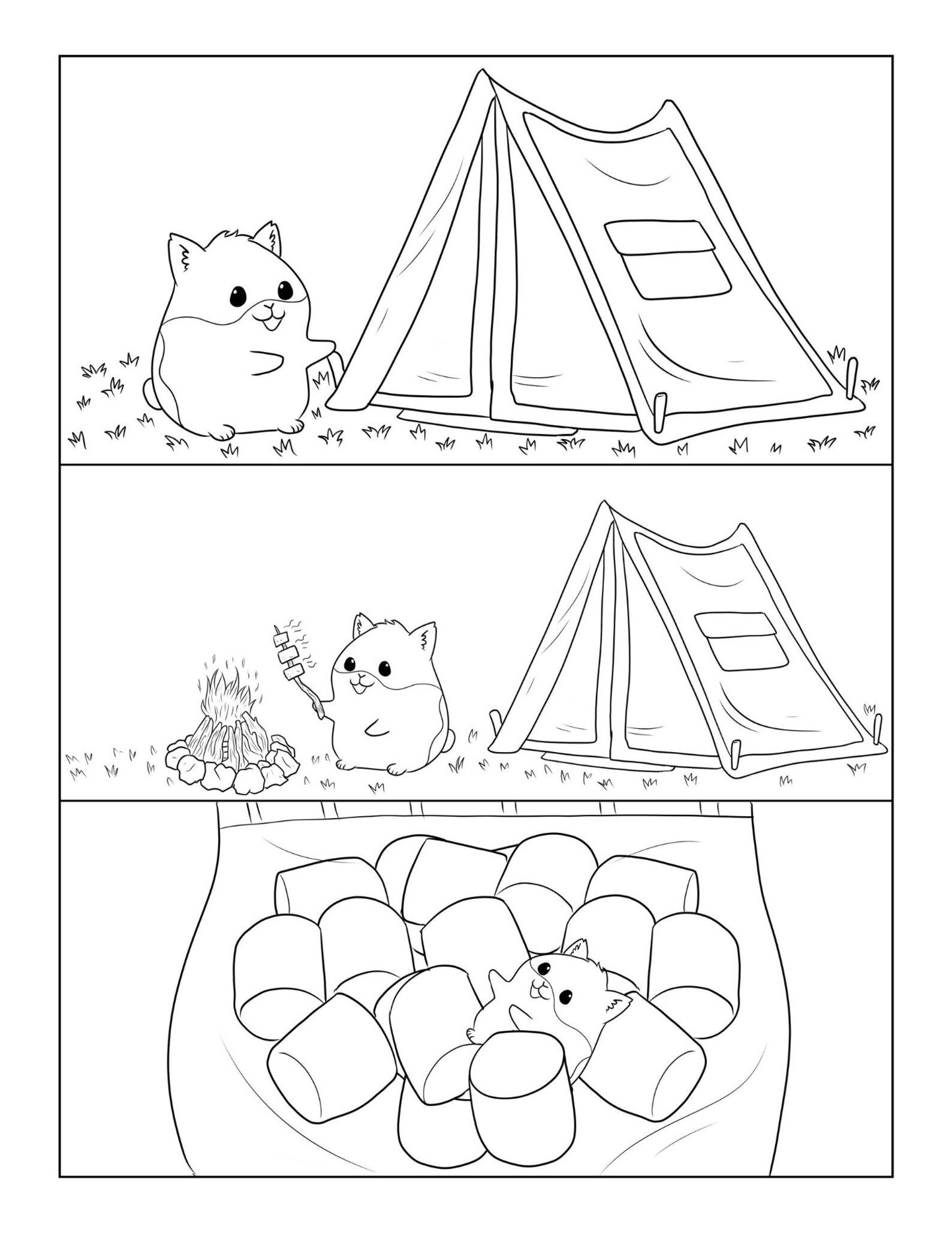 Funny Kawaii Hamster Coloring Printable Pages How to Draw Hamsters Cute ...