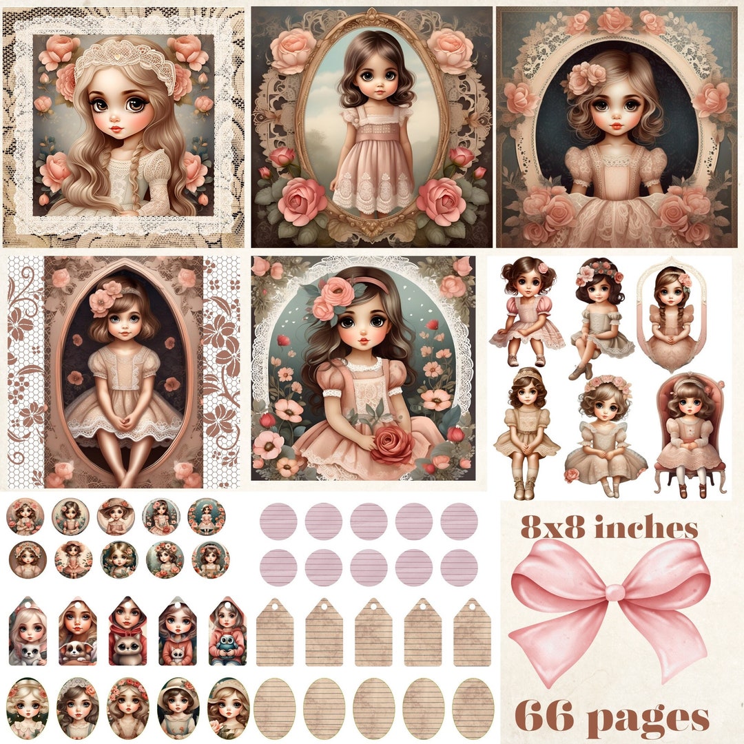 Dolls Digit Download Dolls Junk Journal Kit, Junk Journal Papers Kids ...