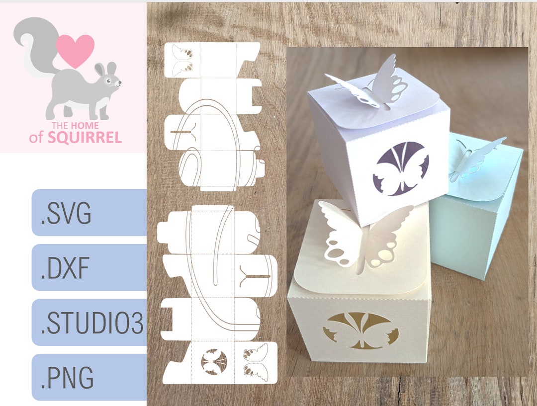 Gift Box Butterfly SVG Template Gift Box Box Candy Easter Spring ...