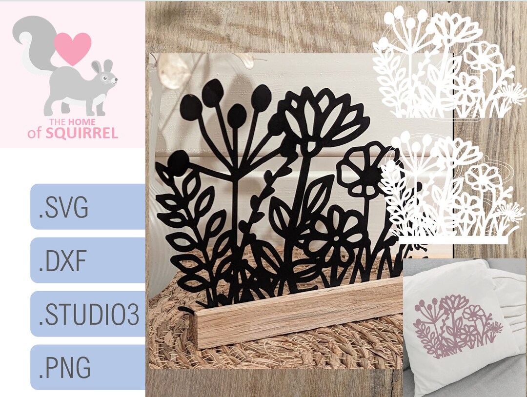 Klötzchendeko Plotterdatei Blumenwiese Sommer SVG Klötzchen Blumen flower Cricut Silhouette ...