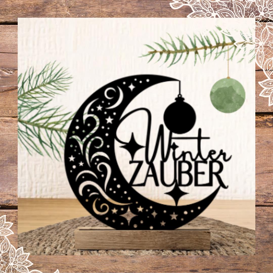 Plotter File Laser File Crescent Moon Winter Magic Stars Christmas ...