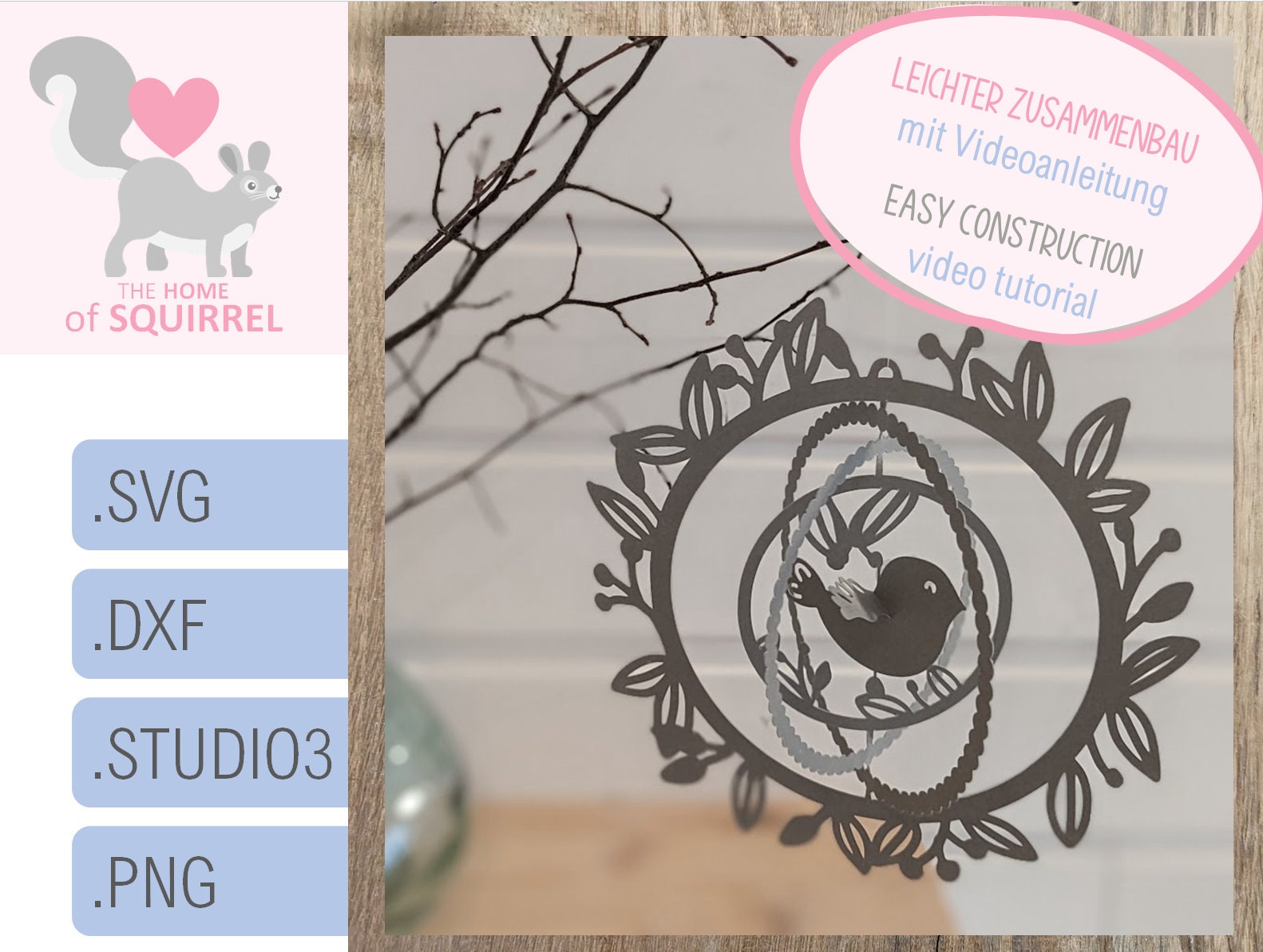 3D Kugel Vogel Plotterdatei Ring Windspiel Frühling Sommer - Etsy.de