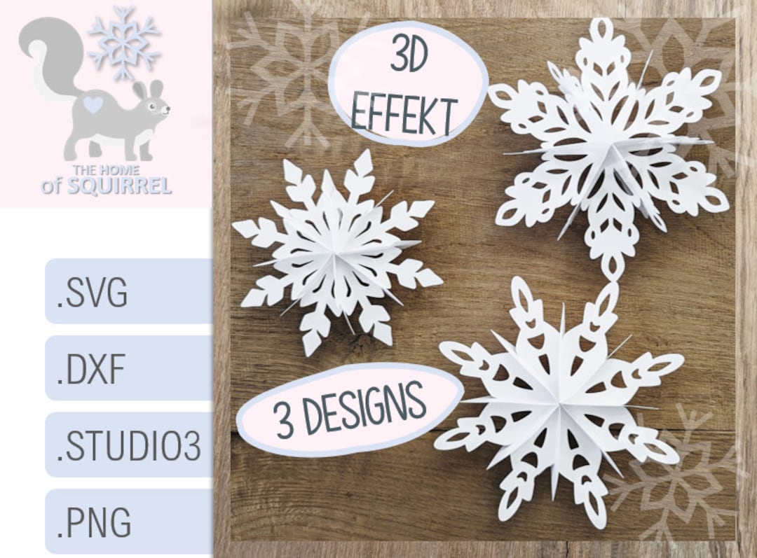 Plotterdatei 3D Schneeflocke Papierstern SVG Weihnachtsstern Weihnachten Stern Weihnachtsdeko ...