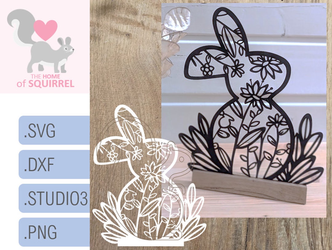 Plotter File Easter SVG Rabbit Leaves Spring Blocks Papercut Spring Easter Bunny Plotter File ...