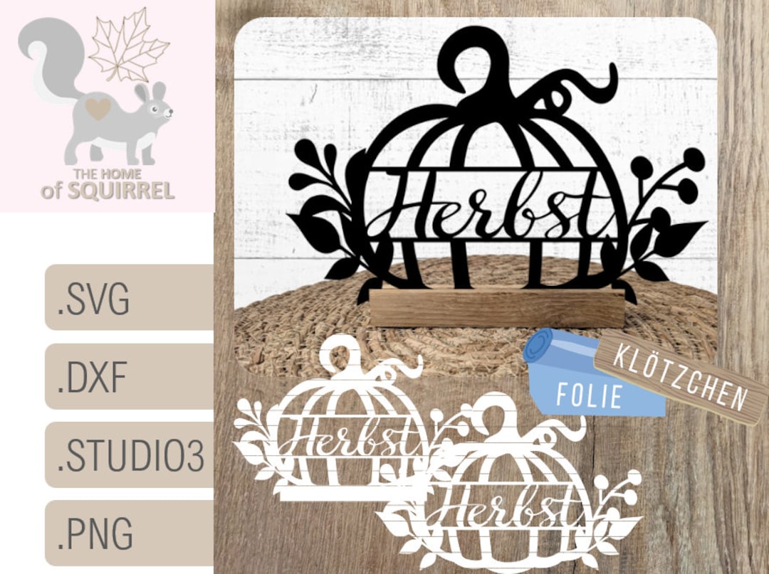 Plotterdatei Laserdatei Kürbis Herbst Klötzchendeko Herbstdeko SVG Klötzchen floral Cricut ...