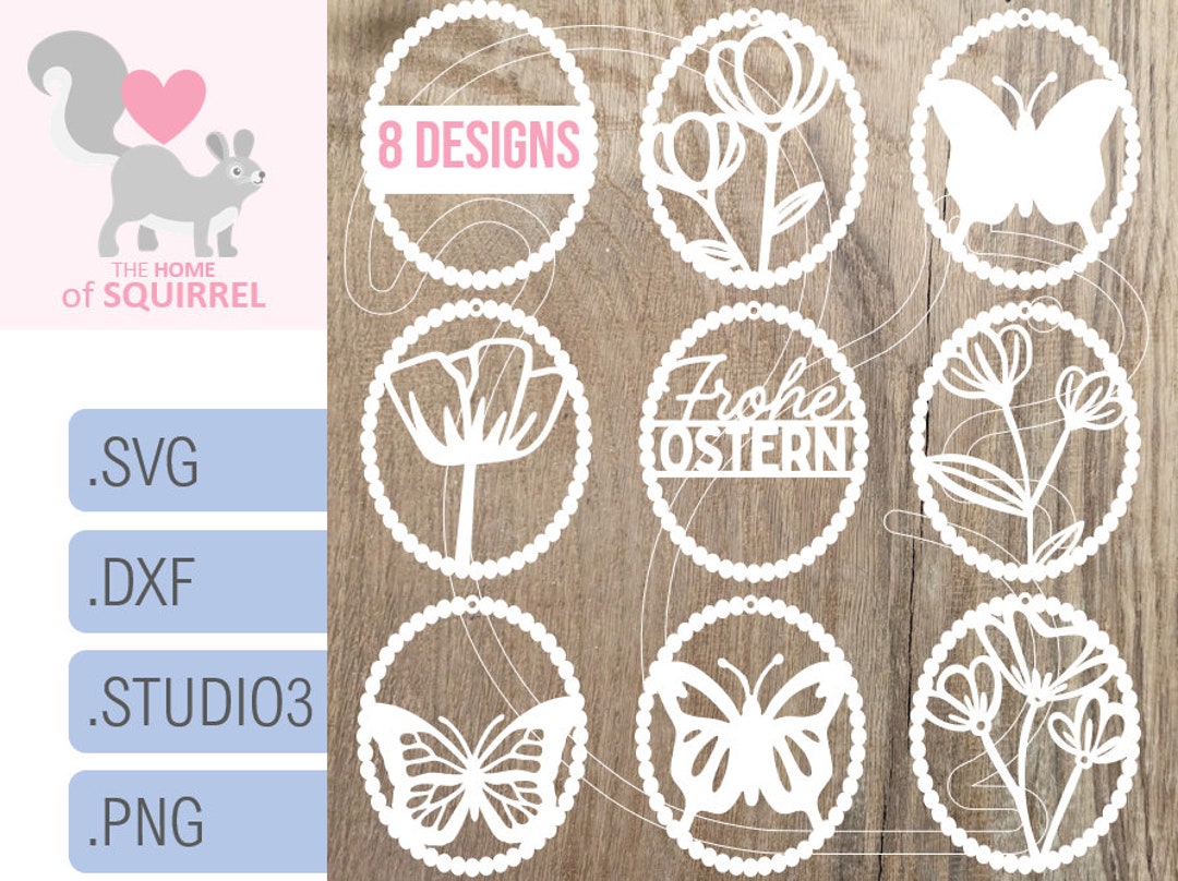 Plotter File Laser File Easter Eggs Floral Spring Pendant SVG Plotter Plotter File Cricut Window ...