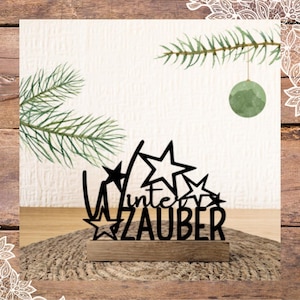Plotterdatei Laserdatei Schriftzug Winterzauber Stern Rentier SVG Weihnachten Klötzchen Cricut ...