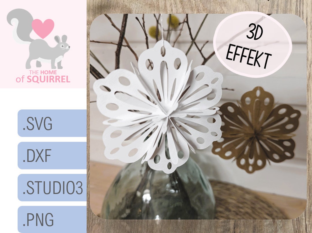 Plotterdatei 3D Blume SVG flower Frühling Ostern Anhänger Papierblume spring Hochzeit Plotter ...