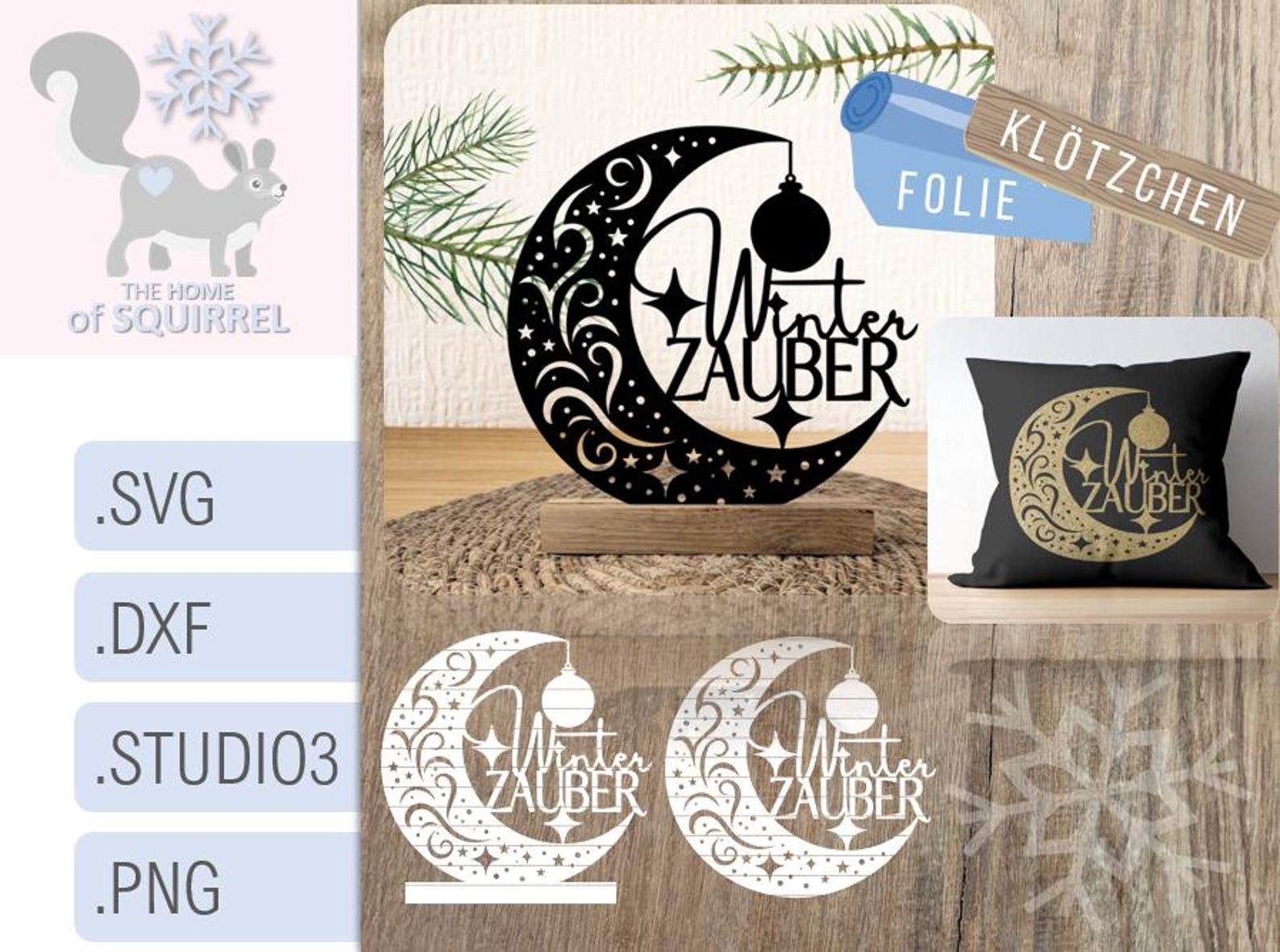 Plotter File Laser File Crescent Moon Winter Magic Stars Christmas ...