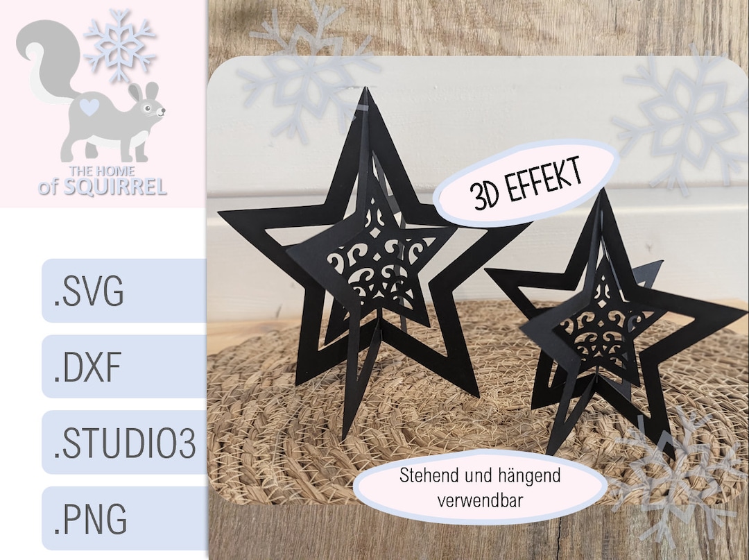 Plotterdatei Stern Weihnachten 3D Winter Anhänger Papercut SVG christmas star Plotter File ...