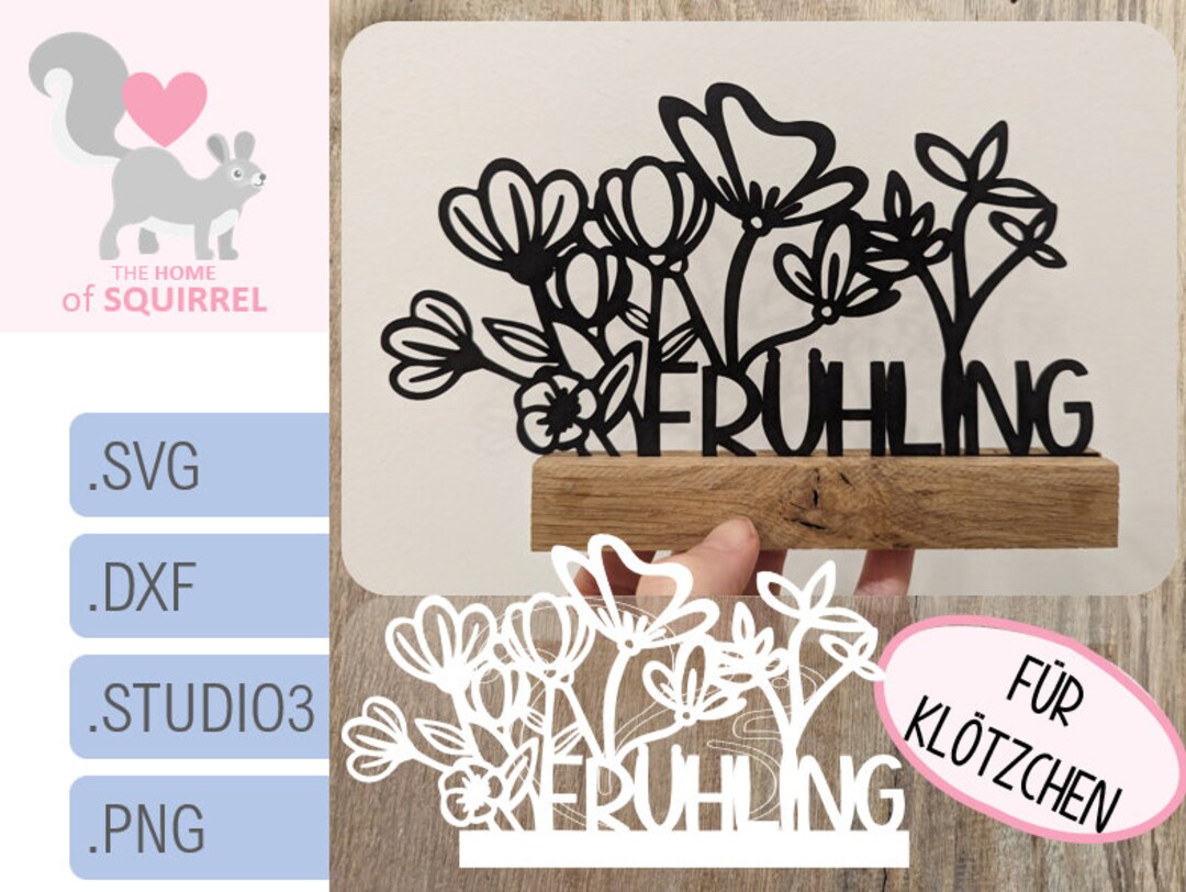 Plotterdatei Klötzchendeko Schriftzug Frühling floral Ostern SVG Klötzchen Blumen flower Cricut ...