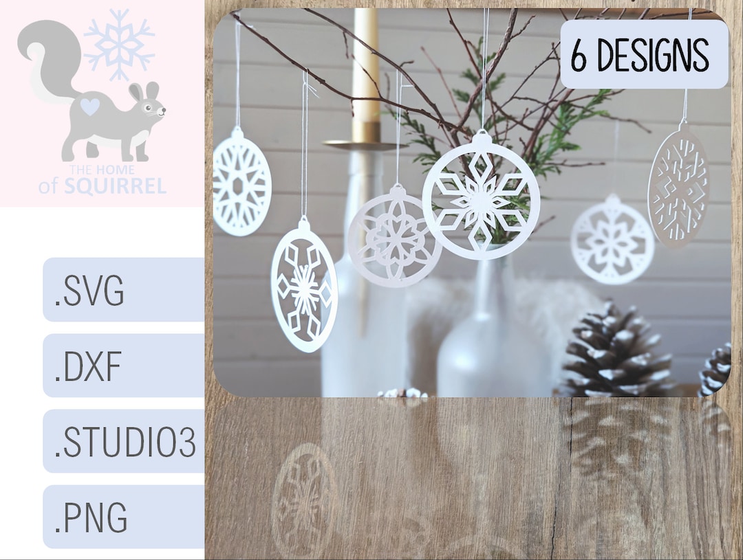 Weihnachtskugeln Anhänger Schneeflocken Plotterdatei svg Weihnachten Plotter Deko Schneidedatei ...