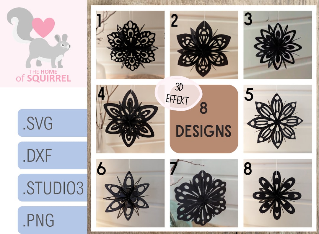 Plotterdatei 3D Blumen SVG flower Frühling Ostern Anhänger Papierblume spring Hochzeit Plotter ...