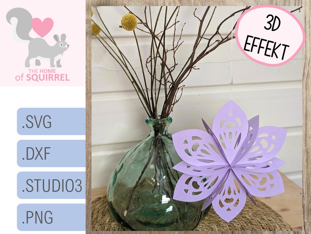 Plotter File 3D Flower SVG Flower Spring Easter Pendant Paper Flower Spring Wedding Plotter File ...