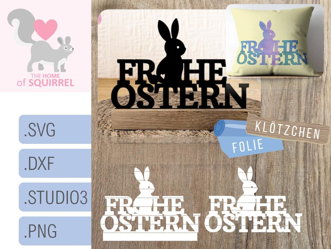 Plotterdatei Laserdatei Frohe Ostern Hase Osterhase Herz Klötzchen Plotter Frühlingsdeko ...