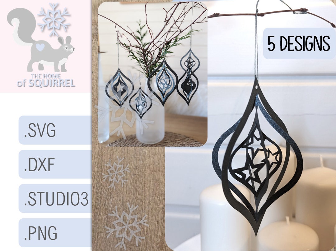 3D Ornaments Stars Pendants Christmas Tree Decorations Plotter File Svg ...