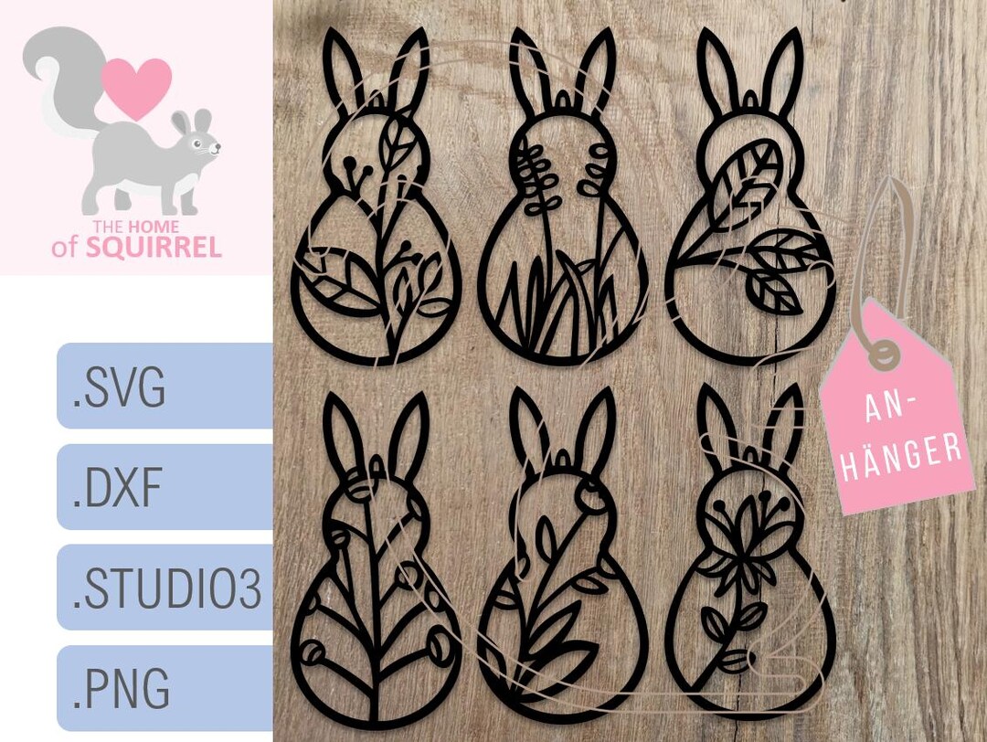 Plotter File Laser File Easter Bunny Rabbits Floral Spring Pendant ...
