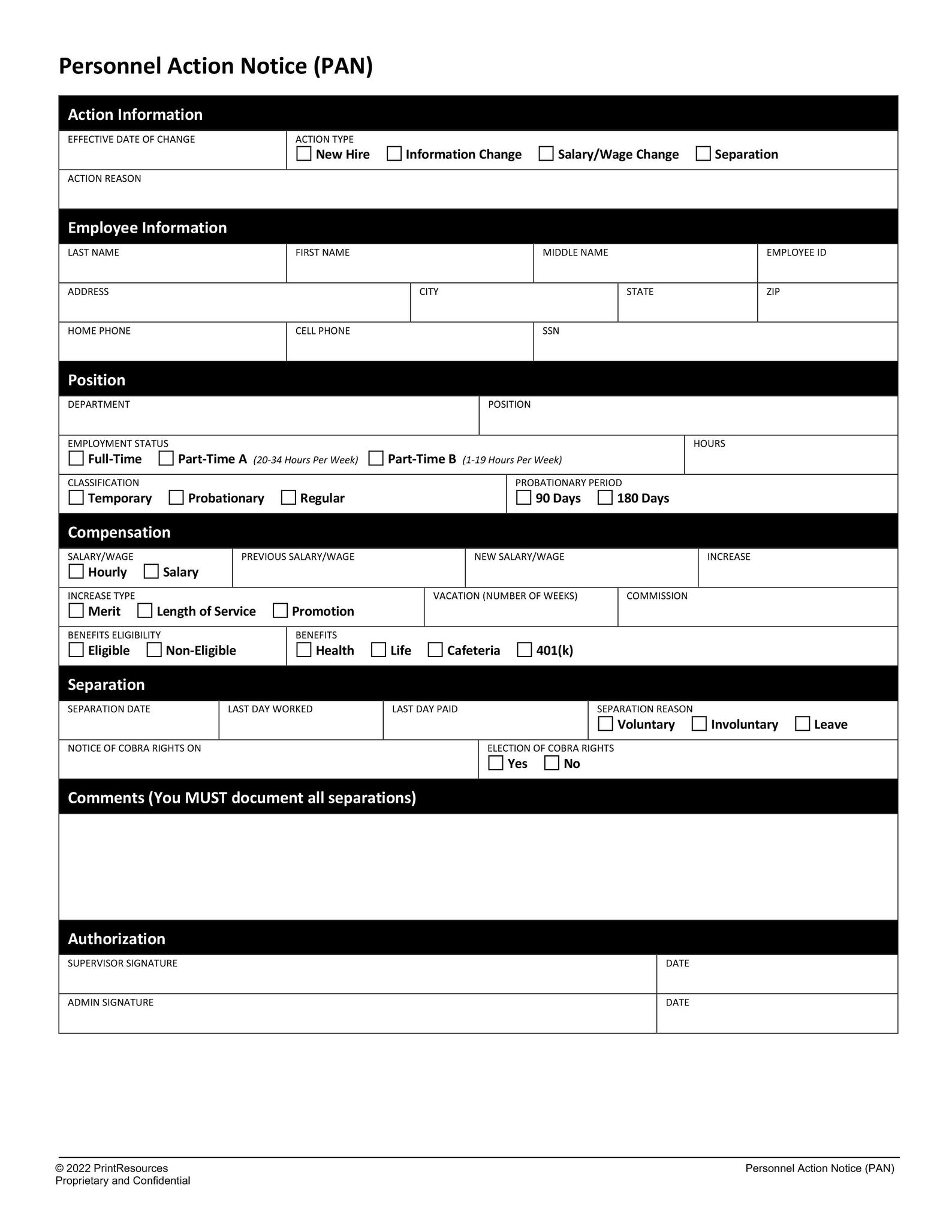 Personnel Action Notice (PAN) - Etsy