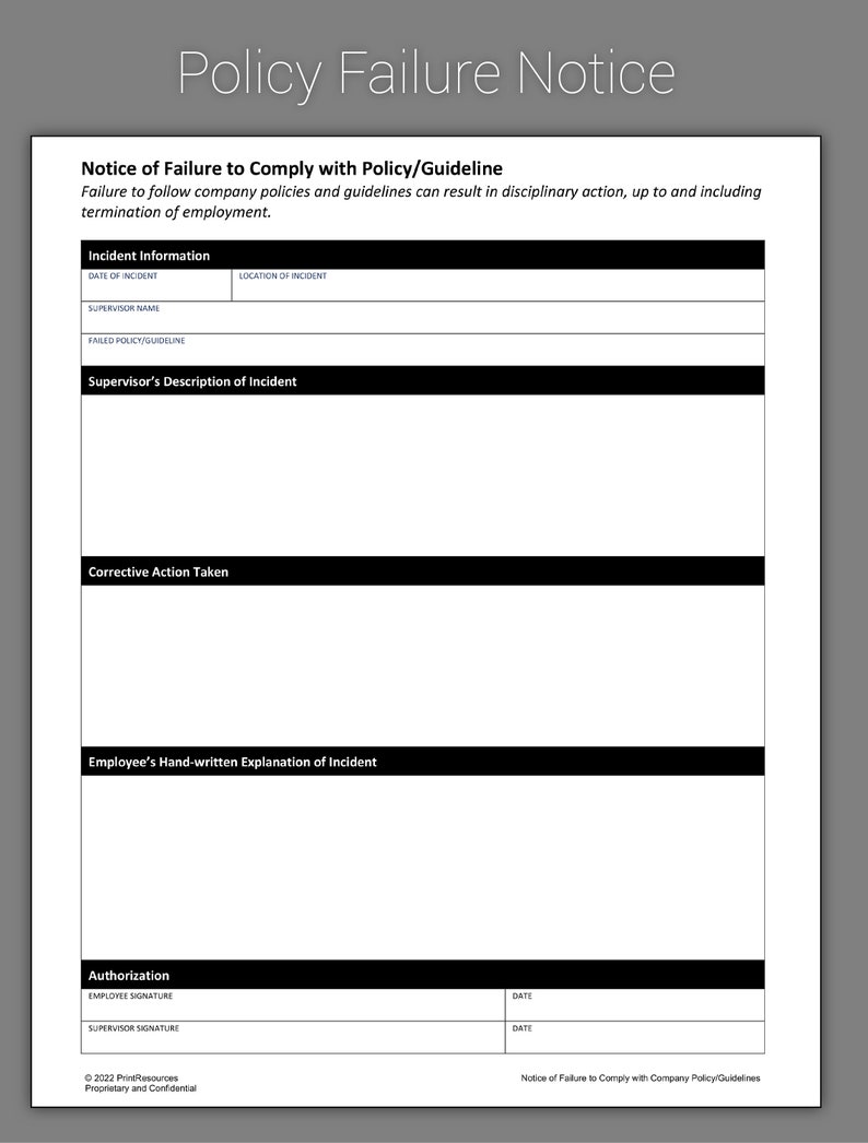 Employee Policy Failure Notice - Etsy